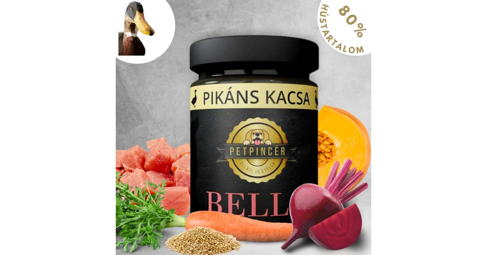 Petpincér főtt kutyaeledel - Kacsahús menü 80% hústartalommal 300 g
